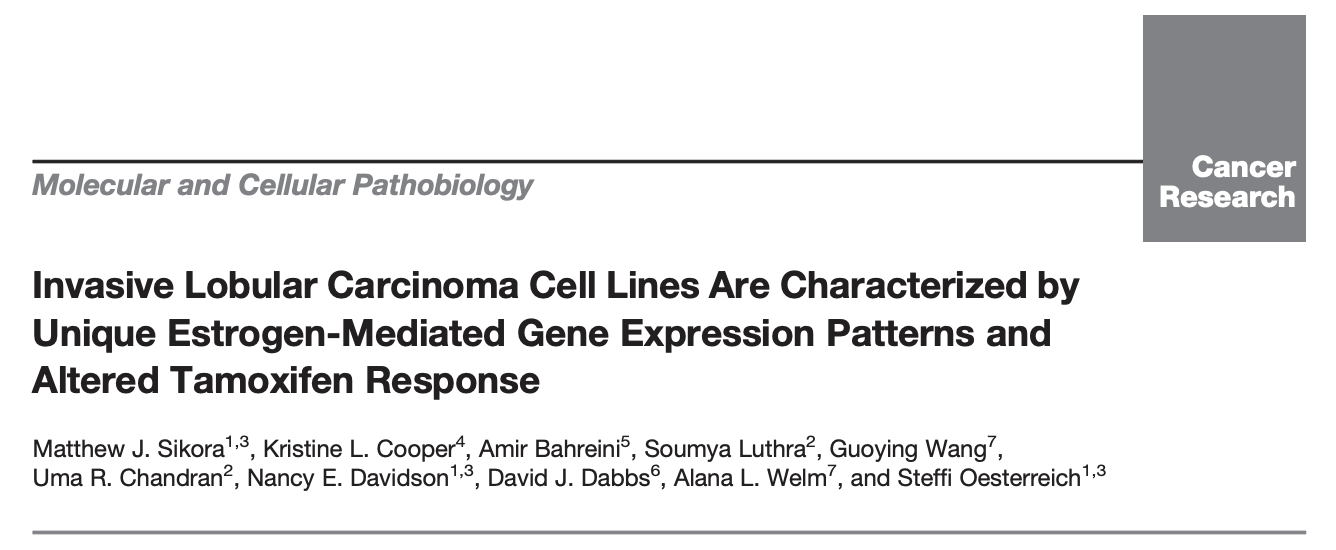 Important ILC Research: "Invasive lobular carcinoma cell lines are ...
